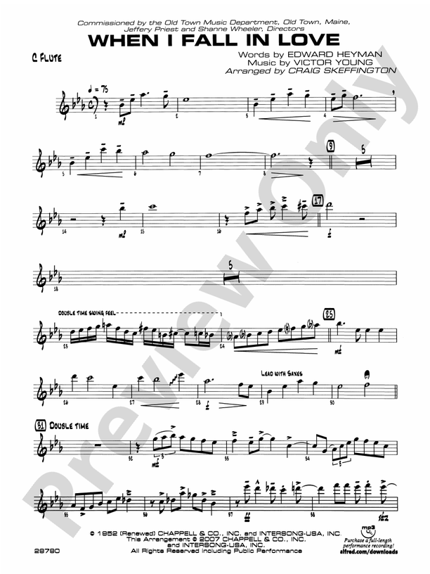 When I Fall in Love: Flute: Flute Part - Digital Sheet Music Download