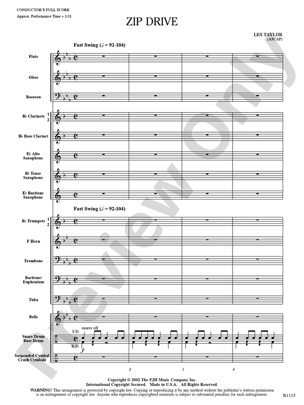 Zip Drive: Score: : Les Taylor - Digital Sheet Music Download