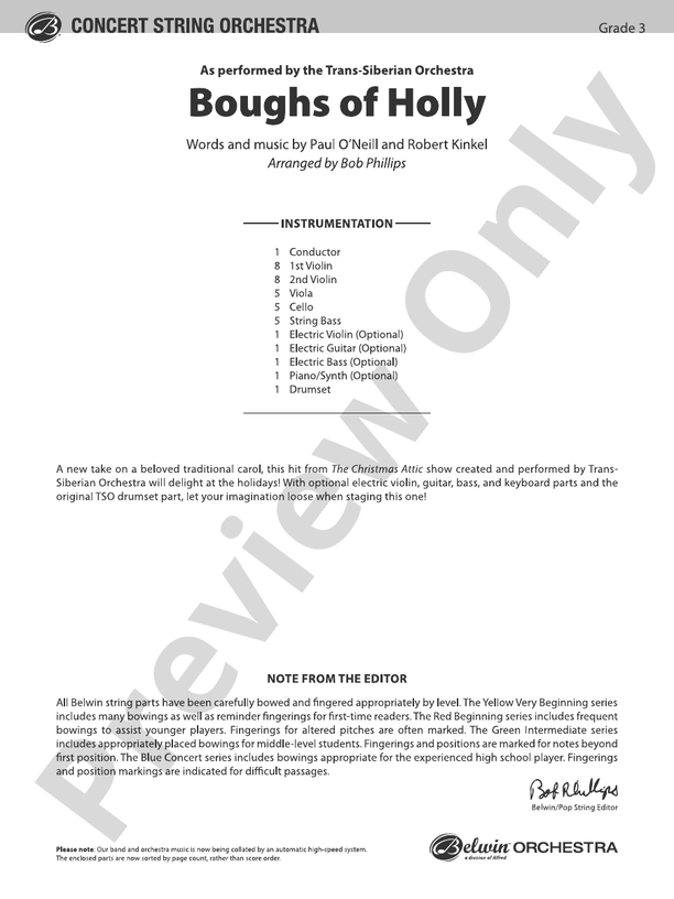 Boughs of Holly: Score: Concert Band Score - Digital Sheet Music Download