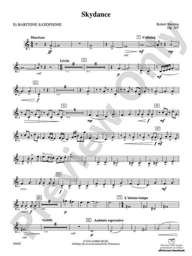 Skydance: E-flat Baritone Saxophone: E-flat Baritone Saxophone Part - Digital Sheet Music Download