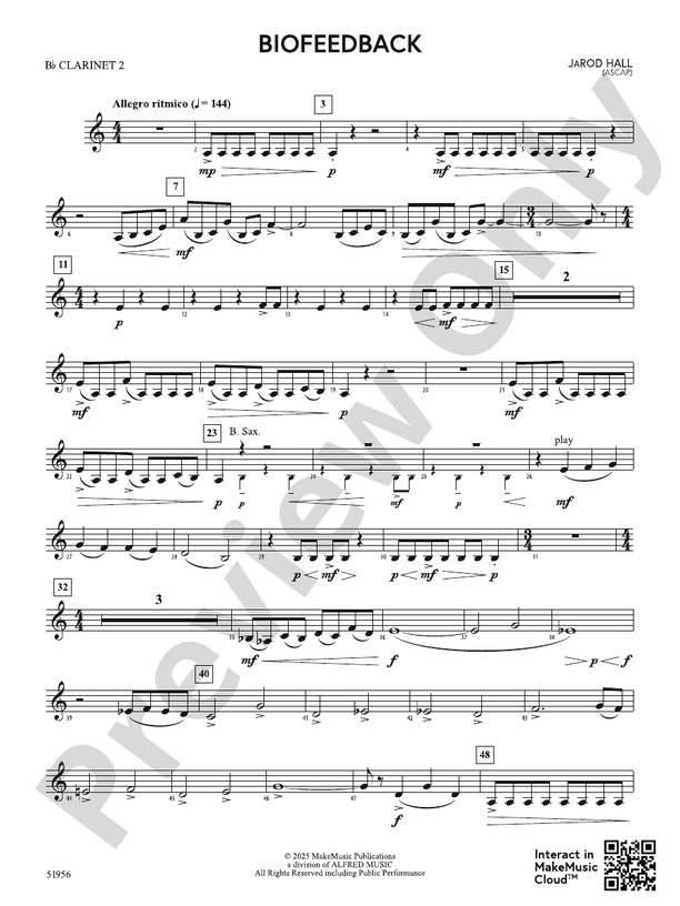 Biofeedback: 2nd B-flat Clarinet: 2nd B-flat Clarinet Part - Digital Sheet Music Download