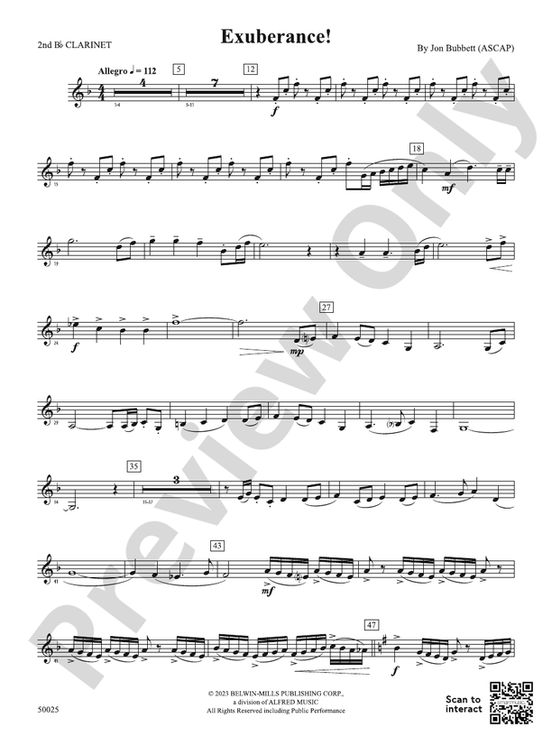 Exuberance!: 2nd B-flat Clarinet: 2nd B-flat Clarinet Part - Digital Sheet Music Download
