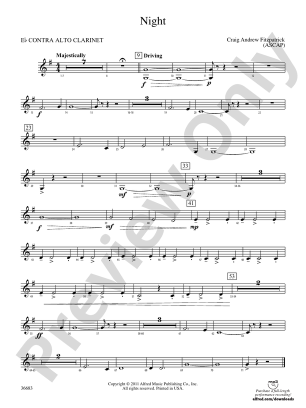 Night: (wp) E-flat Contrabass Clarinet: (wp) E-flat Contrabass Clarinet World Part - Digital ...