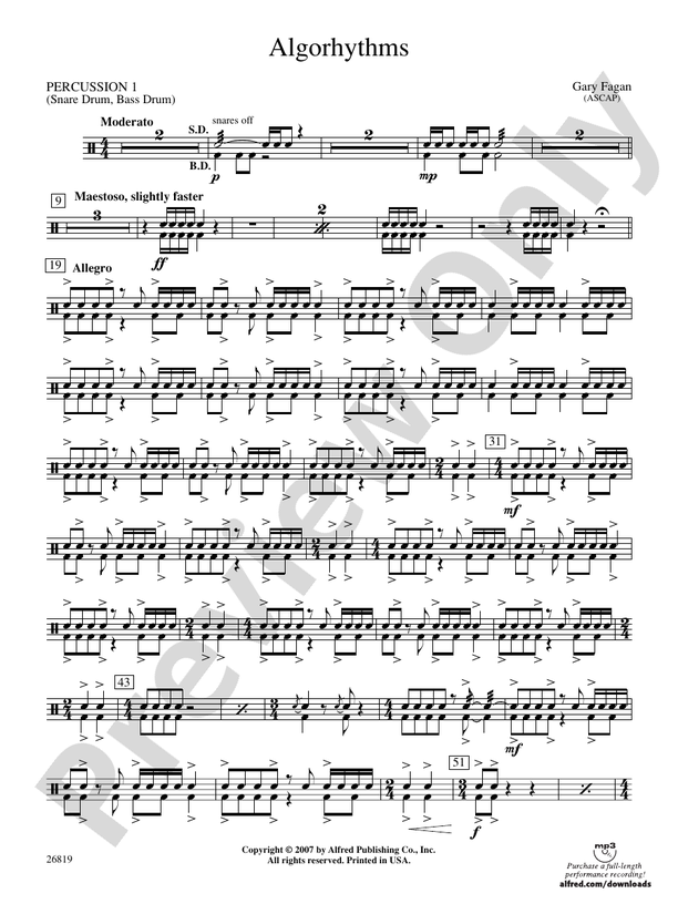 Algorhythms: 1st Percussion: 1st Percussion Part - Digital Sheet Music Download