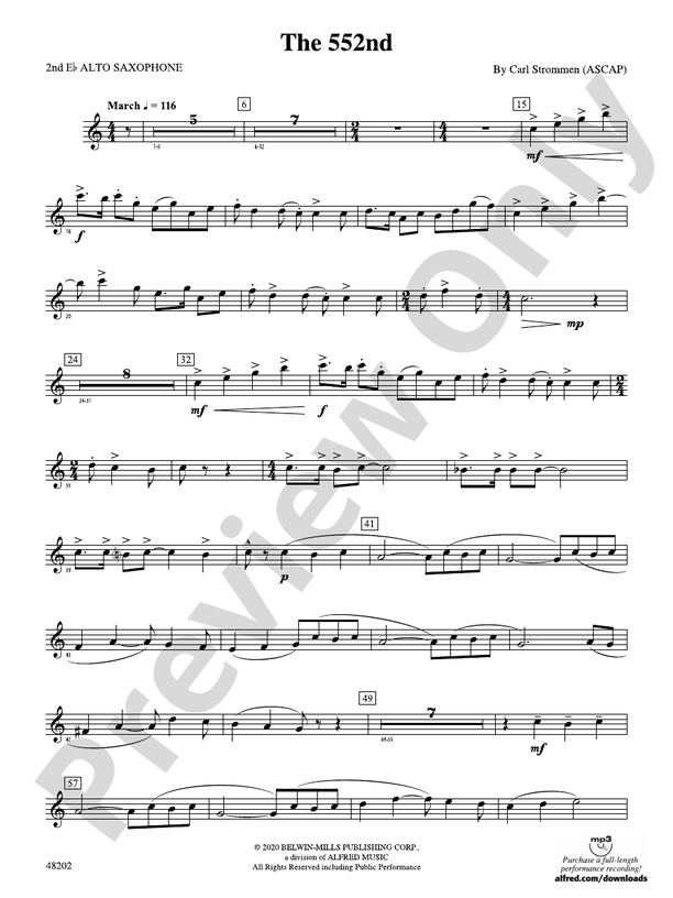 The 552nd: 2nd E-flat Alto Saxophone: 2nd E-flat Alto Saxophone Part - Digital Sheet Music Download