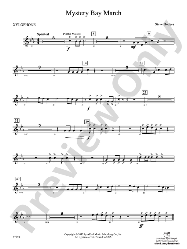 Mystery Bay March: Xylophone: Xylophone Part - Digital Sheet Music Download