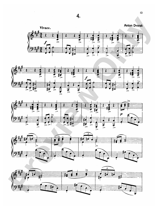 Dvorák: Silhouettes, Op. 8: Silhouette No. 4 Part - Digital Sheet Music ...