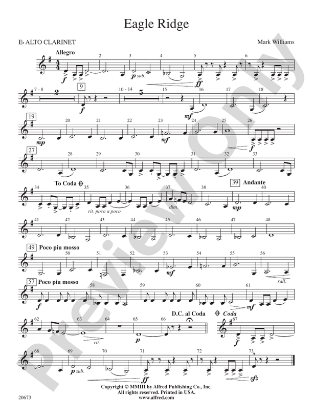 Eagle Ridge: E-flat Alto Clarinet: E-flat Alto Clarinet Part - Digital ...