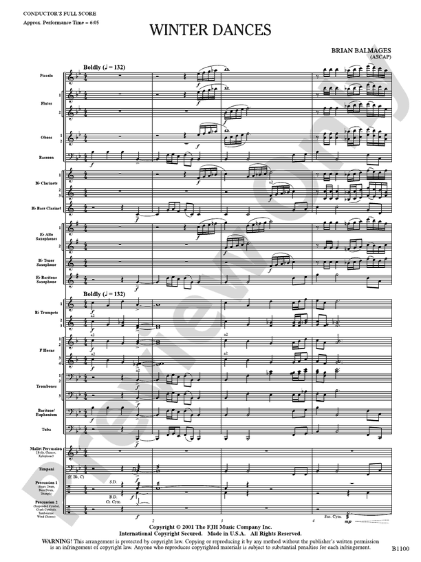 Winter Dances: Concert Band Conductor Score & Parts: Brian Balmages - Digital Sheet Music Download