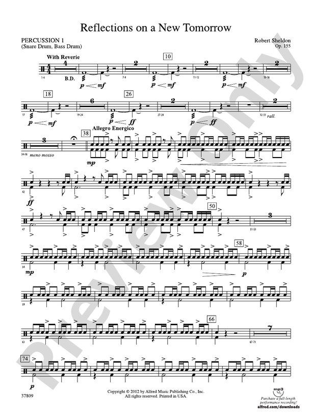 Reflections on a New Tomorrow: 1st Percussion: 1st Percussion Part ...
