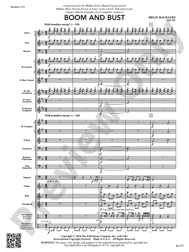 Boom and Bust: Score: Concert Band Score: Brian Balmages - Digital ...