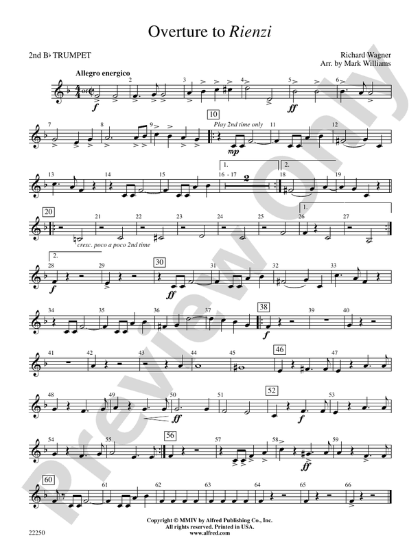 Overture to Rienzi: 2nd B-flat Trumpet: 2nd B-flat Trumpet Part - Digital Sheet Music Download