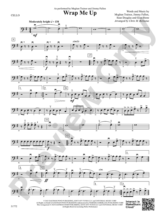 Wrap Me Up: Cello: Cello Part - Digital Sheet Music Download
