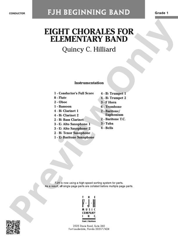 Eight Chorales for Elementary Band: Score: Concert Band Score: Quincy C ...