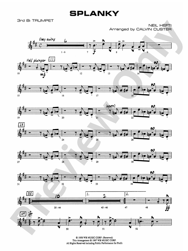 Splanky: 3rd B-flat Trumpet: 3rd B-flat Trumpet Part - Digital Sheet ...