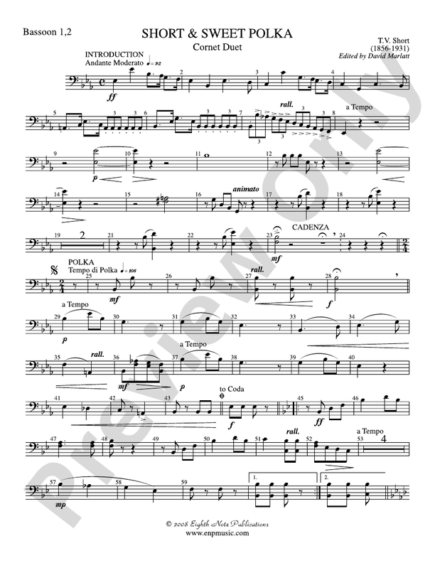 Short and Sweet (Cornet Duet and Concert Band): 1st & 2nd Bassoon: 1st ...