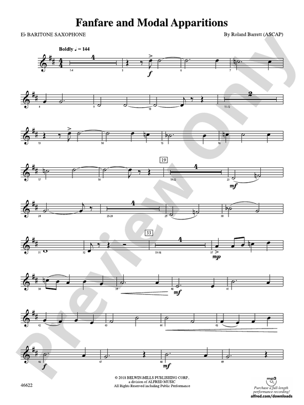 Fanfare And Modal Apparitions E Flat Baritone Saxophone E Flat