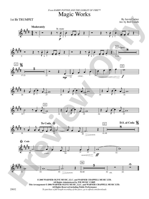 Magic Works (from Harry Potter and the Goblet of Fire™): 1st B-flat ...
