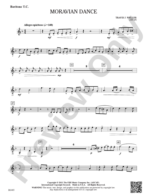 Moravian Dance: Baritone T.C.: Baritone T.C. Part: Travis J. Weller ...