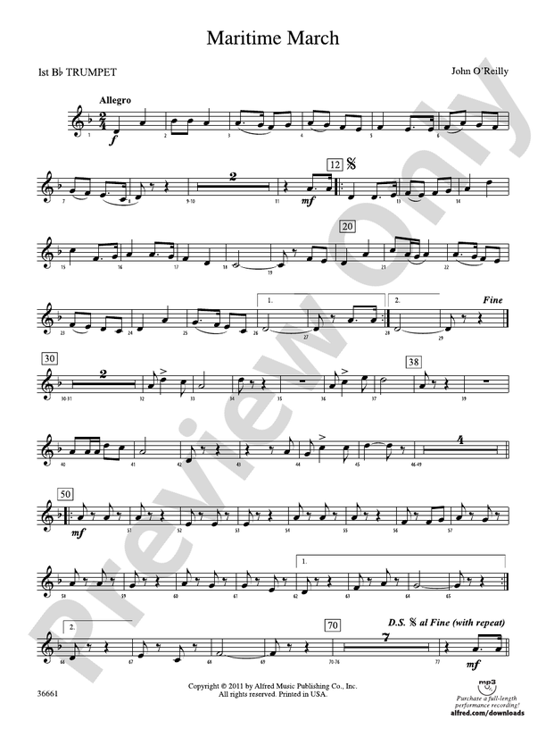 Maritime March: 1st B-flat Trumpet: 1st B-flat Trumpet Part - Digital ...