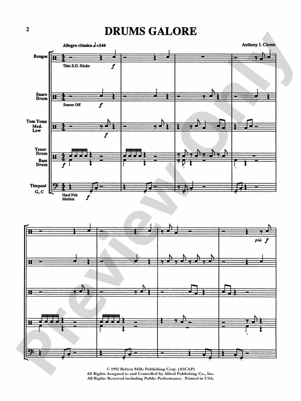 Drums Galore: Percussion Ensemble Book: Anthony J. Cirone - Digital ...