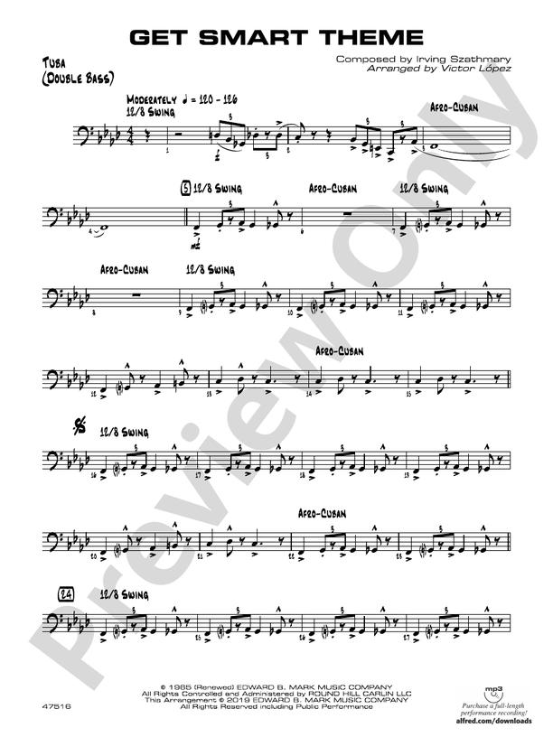 Get Smart Theme: Tuba: Tuba Part - Digital Sheet Music Download