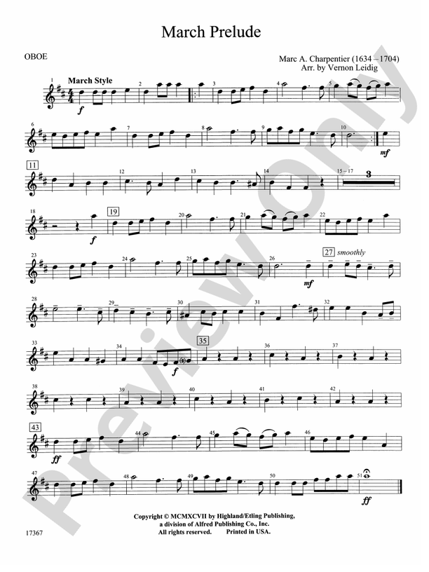 March Prelude: Oboe: Oboe Part - Digital Sheet Music Download