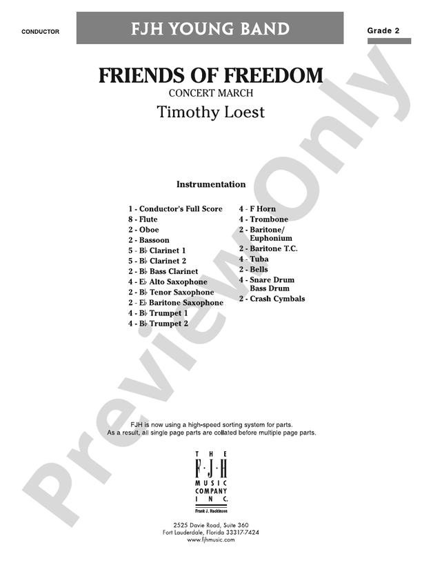 Friends of Freedom (Concert March): Score: Concert Band Score: Timothy ...