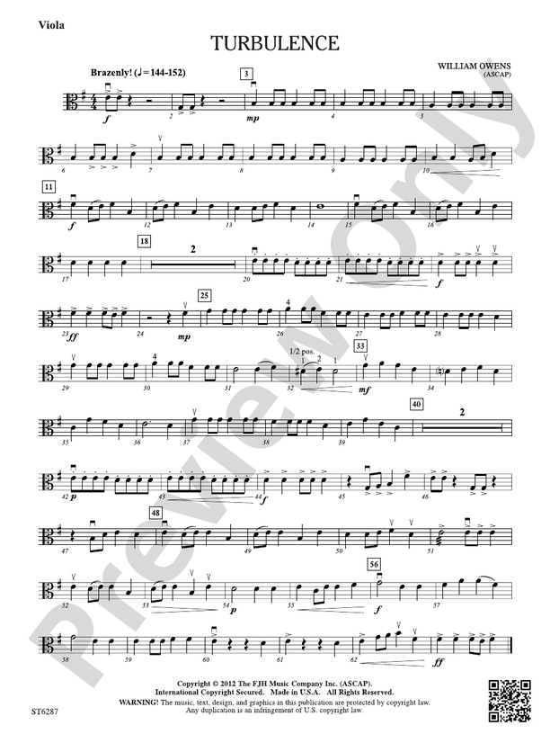 Turbulence: Viola: Viola Part: William Owens - Digital Sheet Music Download