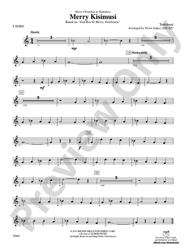 Merry Kisimusi: 1st F Horn: 1st F Horn Part - Digital Sheet Music Download