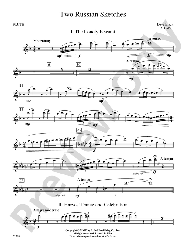Two Russian Sketches: Flute: Flute Part - Digital Sheet Music Download
