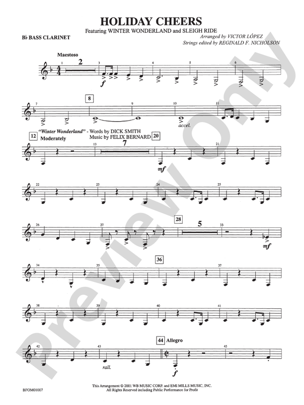 Holiday Cheers: B-flat Bass Clarinet: B-flat Bass Clarinet Part ...