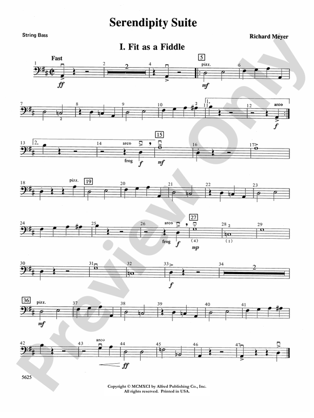 Serendipity Suite: String Bass: String Bass Part - Digital Sheet Music ...