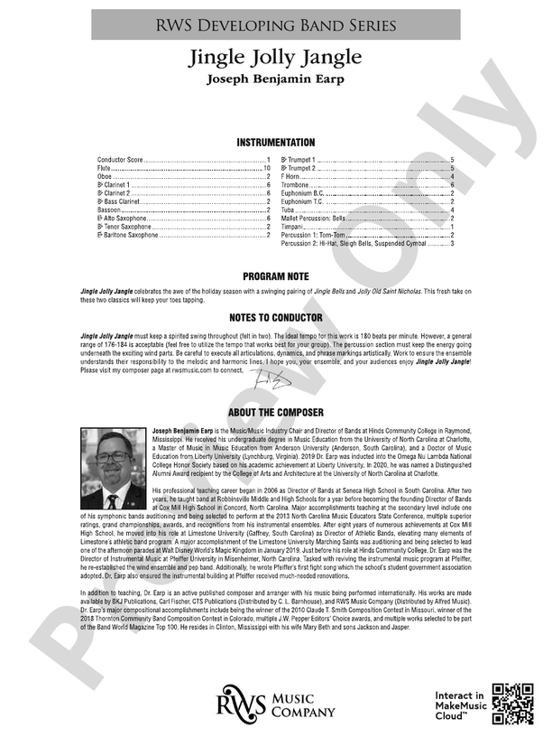 Jingle Jolly Jangle: Concert Band Conductor Score & Parts - Digital ...