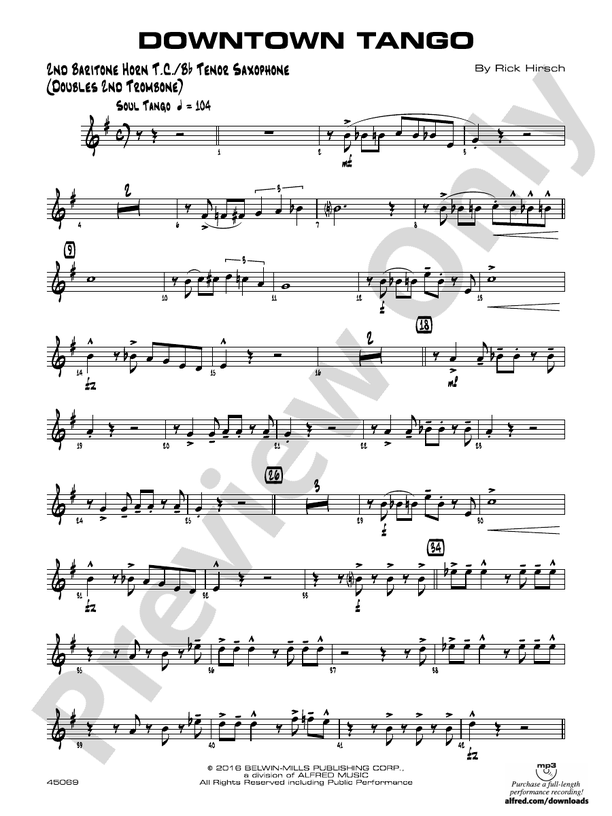 Downtown Tango: 2nd Baritone T.C.: 2nd Baritone T.C. Part - Digital Sheet Music Download