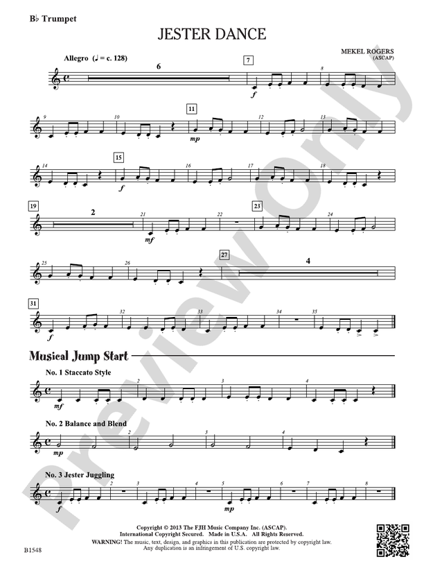 Jester Dance: B-flat Trumpet: B-flat Trumpet Part: Mekel Rogers ...