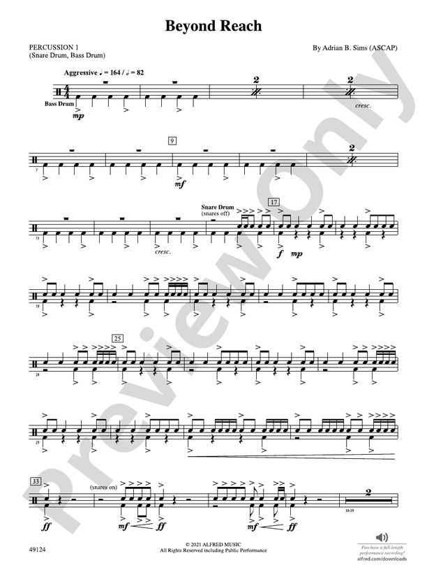 Beyond Reach: 1st Percussion: 1st Percussion Part - Digital Sheet Music ...