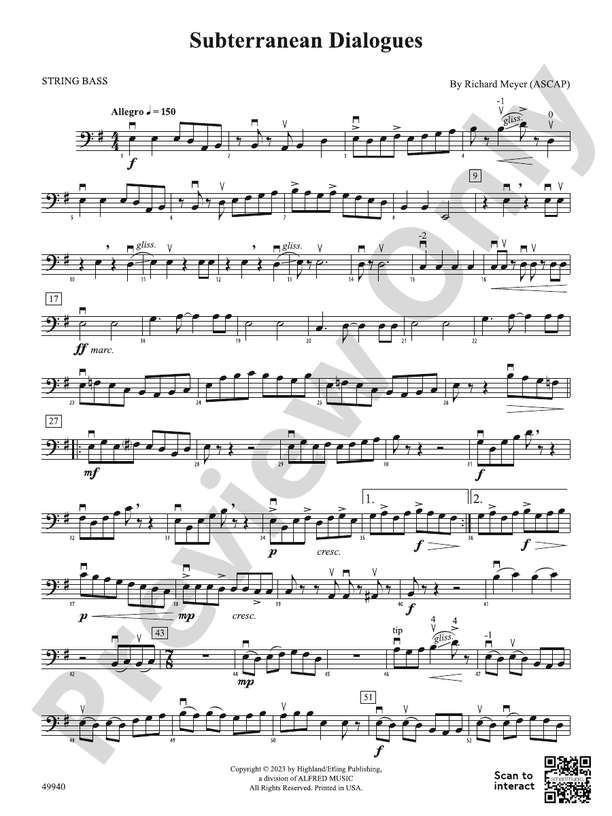 Subterranean Dialogues: String Bass: String Bass Part - Digital Sheet ...