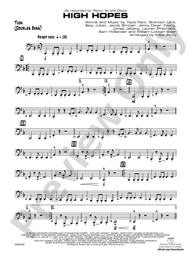 High Hopes: Tuba: Tuba Part - Digital Sheet Music Download