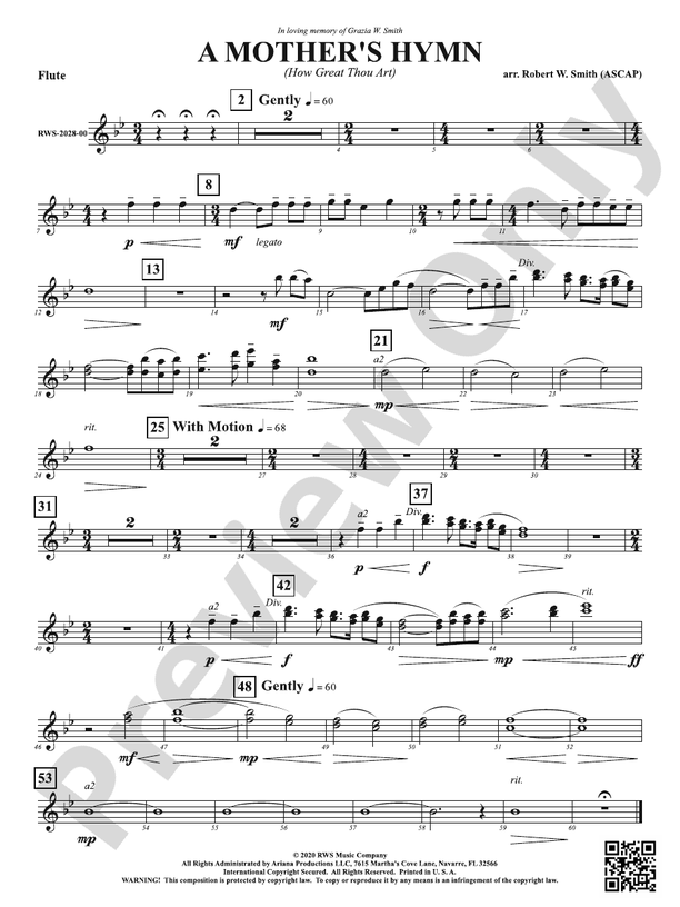 A Mother's Hymn - How Great Thou Art: 1st Flute: 1st Flute Part ...