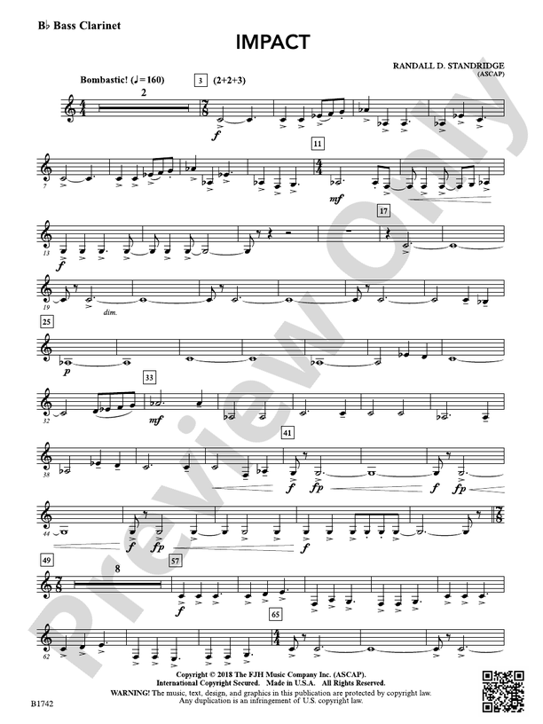 Impact: B-flat Bass Clarinet: B-flat Bass Clarinet Part: Randall D Standridge - Digital Sheet ...