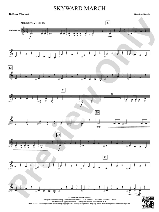Skyward March: B-flat Bass Clarinet: B-flat Bass Clarinet Part: Heather Hoefle - Digital Sheet ...