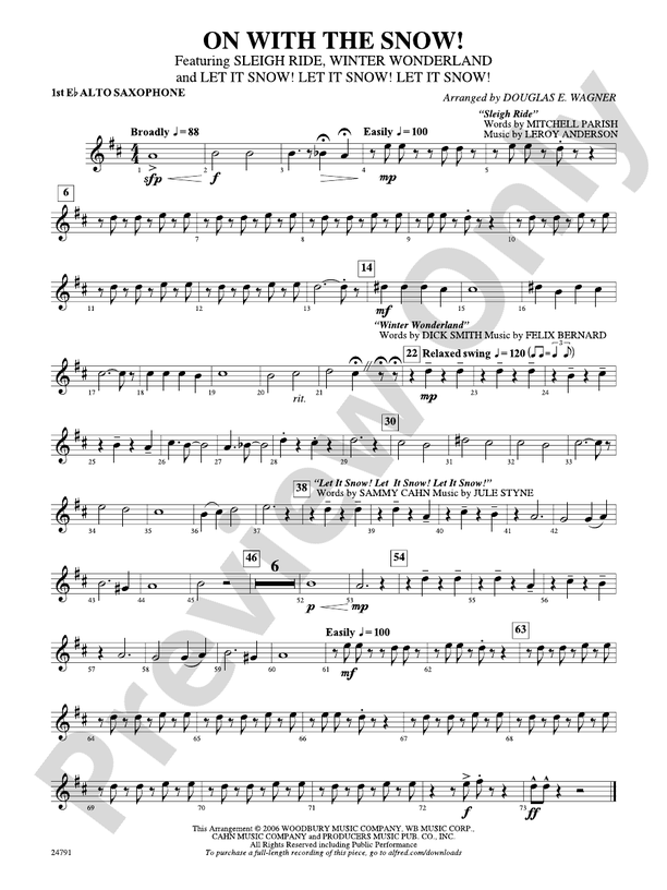 On with the Snow!: E-flat Alto Saxophone: E-flat Alto Saxophone Part ...