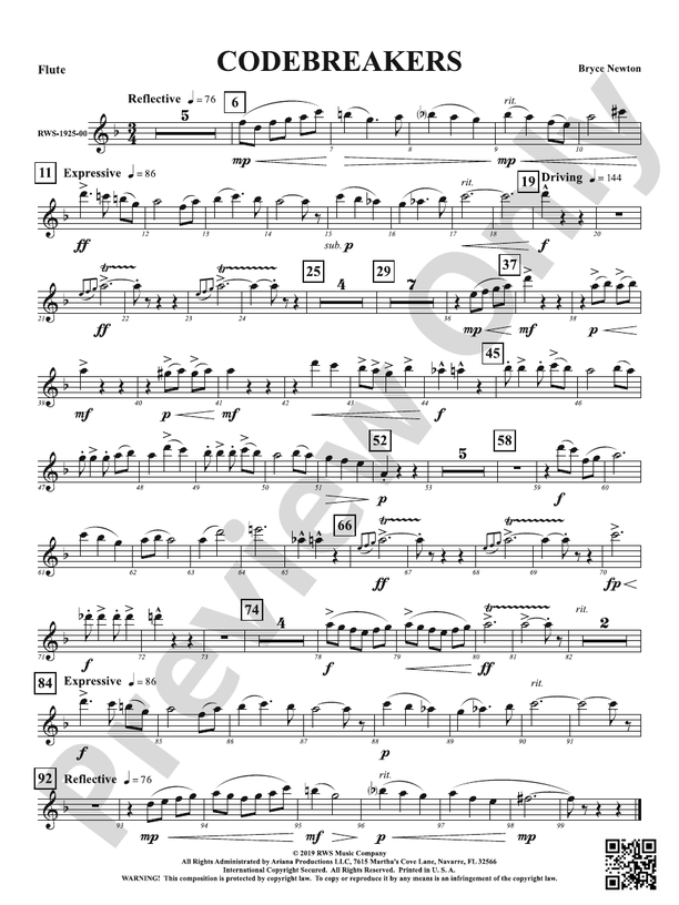 Codebreakers: 1st Flute: 1st Flute Part: Bryce Newton - Digital Sheet ...