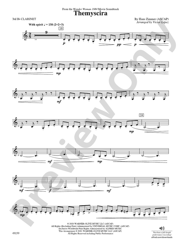 Themyscira: 3rd B-flat Clarinet: 3rd B-flat Clarinet Part - Digital Sheet Music Download