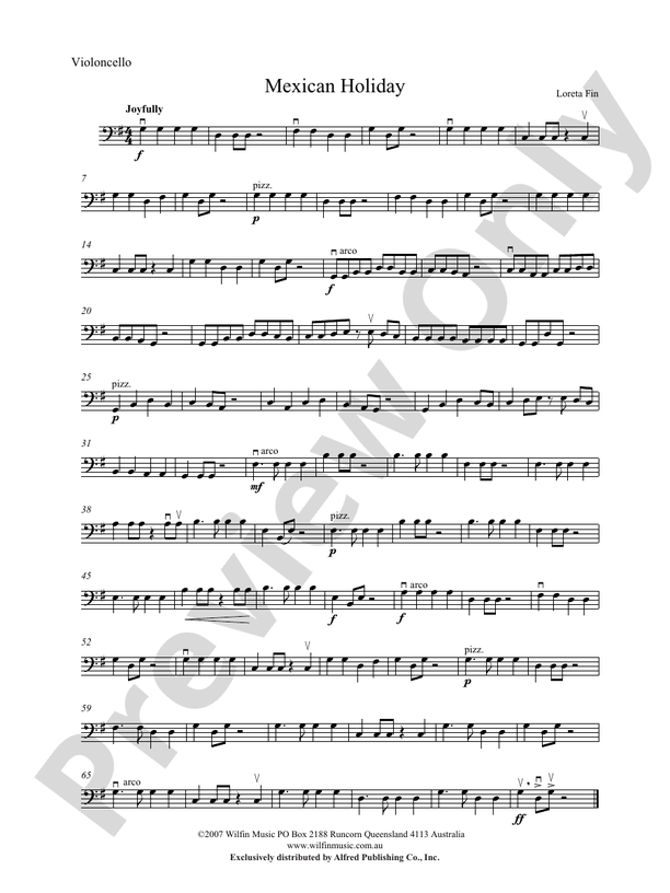 Mexican Holiday: Cello: Cello Part - Digital Sheet Music Download