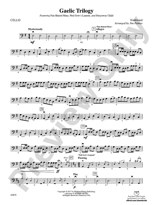 Gaelic Trilogy: Cello: Cello Part - Digital Sheet Music Download