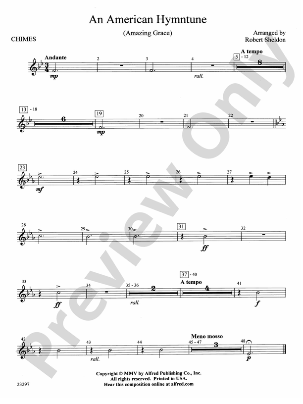 An American Hymntune (Amazing Grace): Chimes: Chimes Part - Digital ...