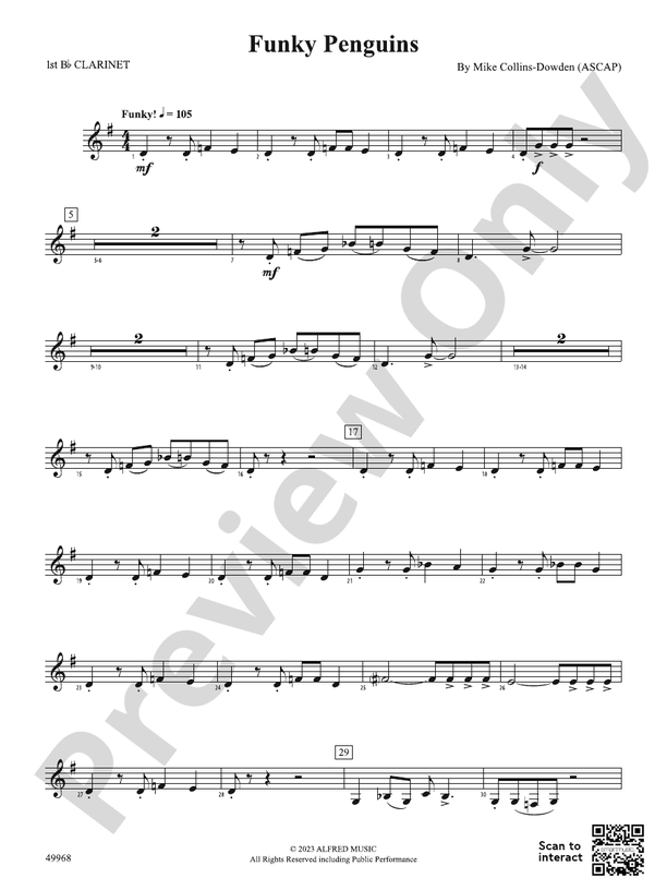 Funky Penguins: 1st B-flat Clarinet: 1st B-flat Clarinet Part - Digital ...