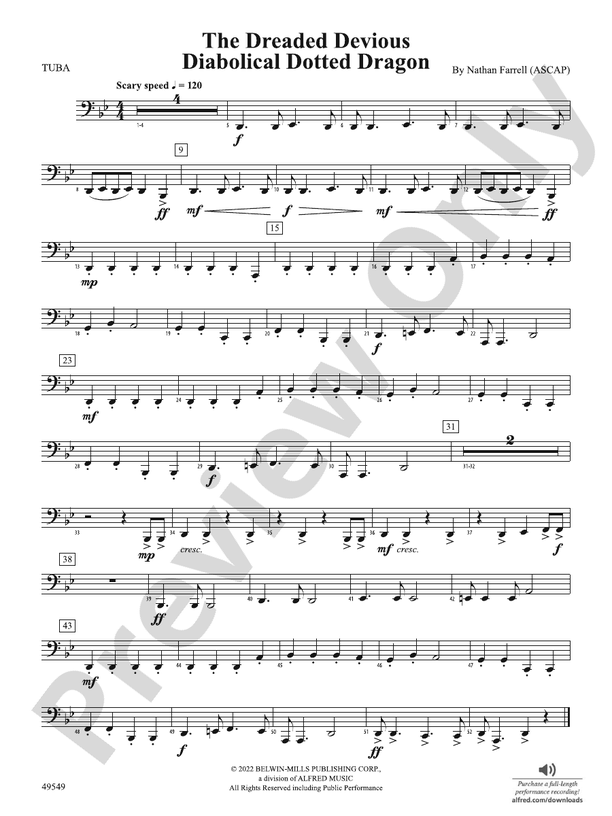 The Dreaded Devious Diabolical Dotted Dragon: Tuba: Tuba Part - Digital ...